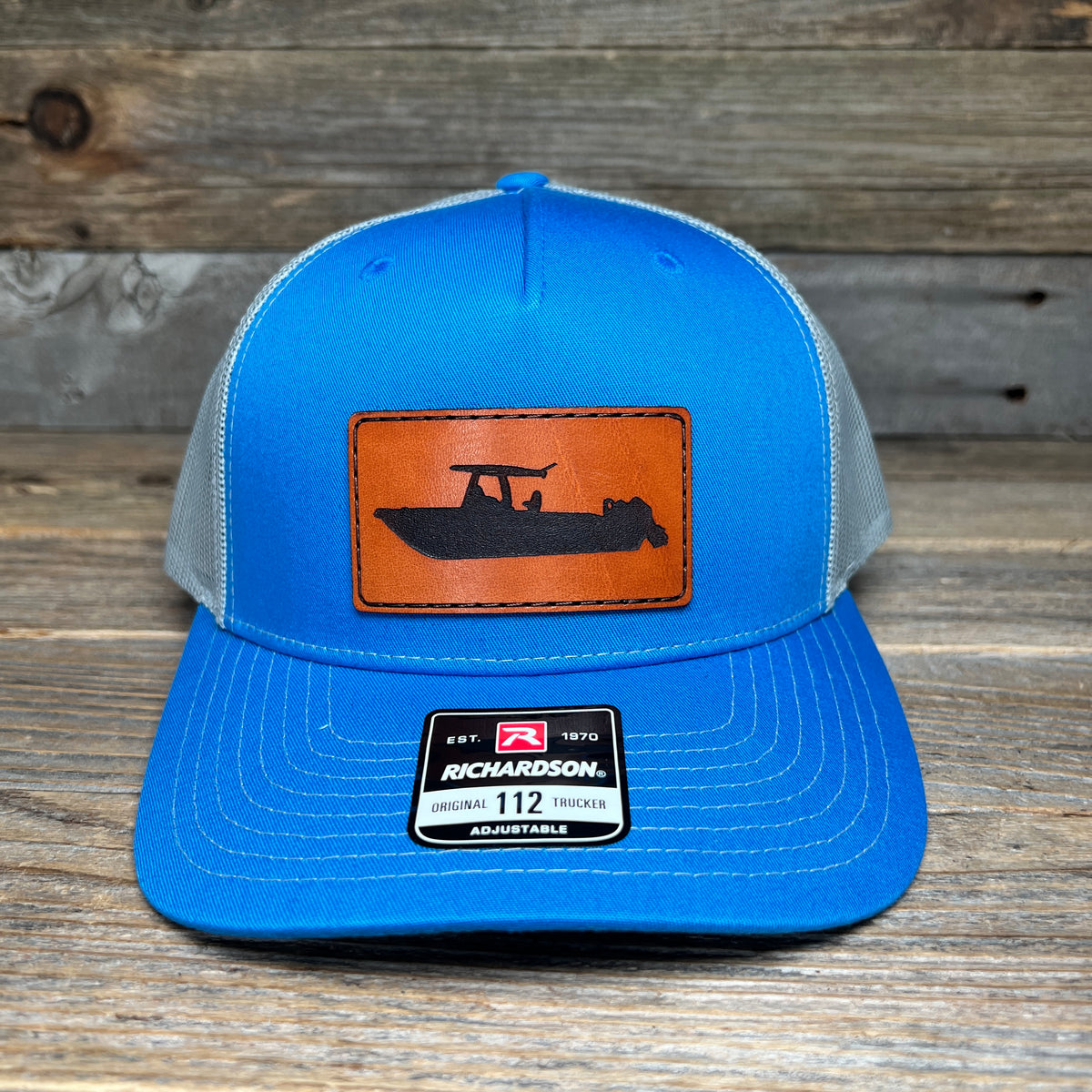Saltwater Boat Center Console Fishing Leather Patch Richardson Trucker ...