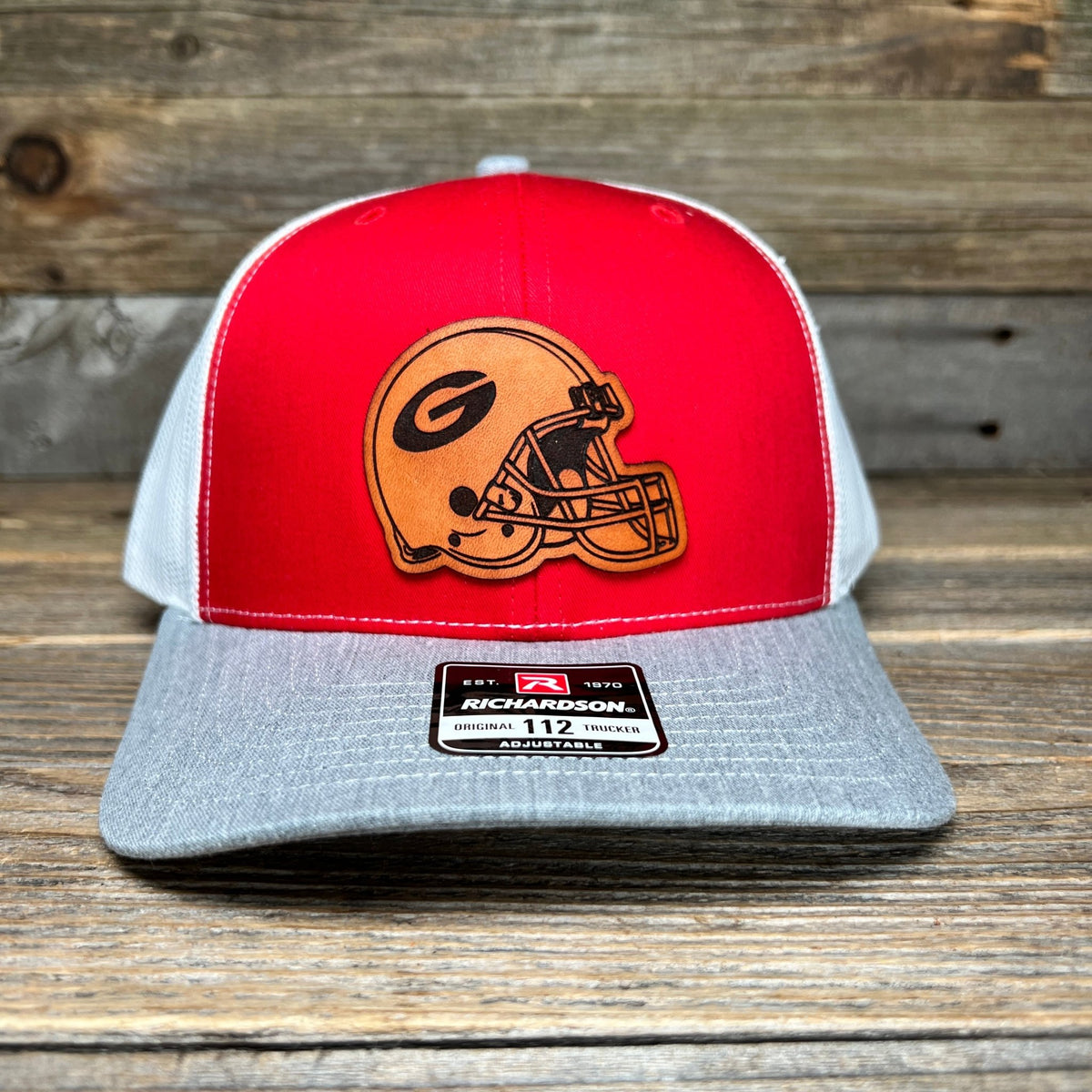 Georgia Football Helmet Leather Patch Hat — Savannah Moss Co.