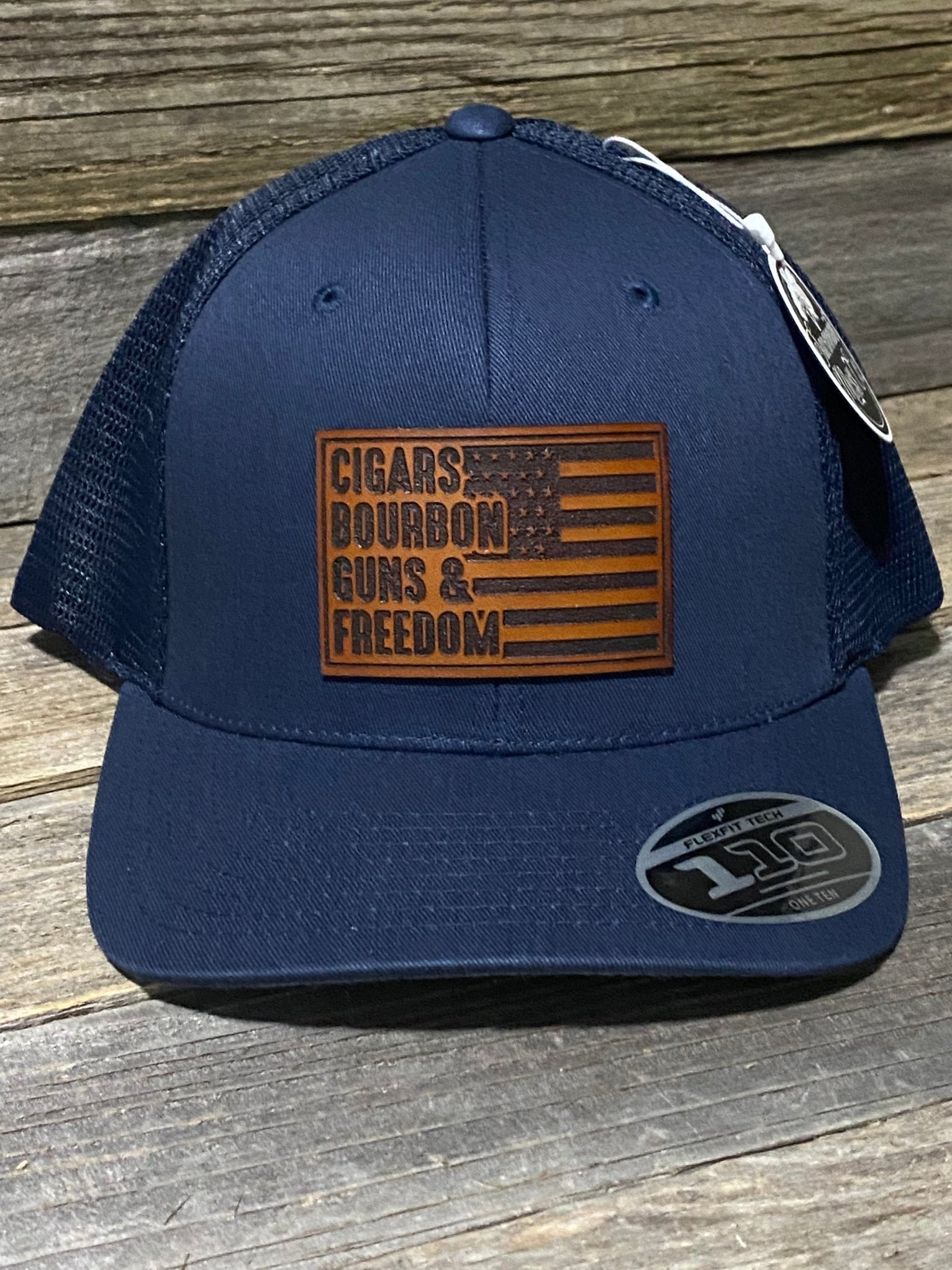 CIGARS, BOURBON, GUNS & FREEDOM LEATHER PATCH HAT — Savannah Moss Co.