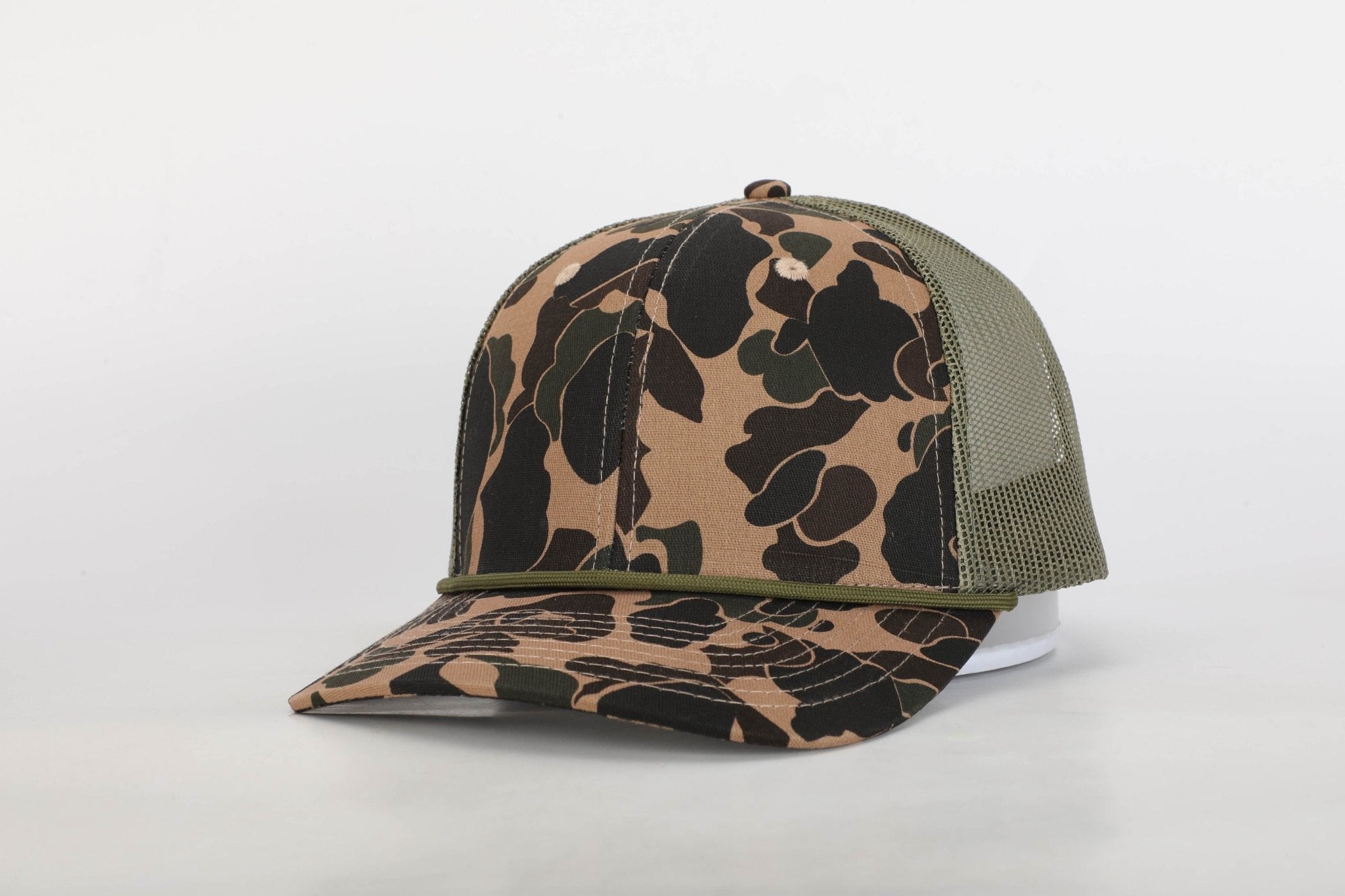 Custom Duck Camo GATOR Rope Leather Patch Trucker Hat — Savannah Moss Co.
