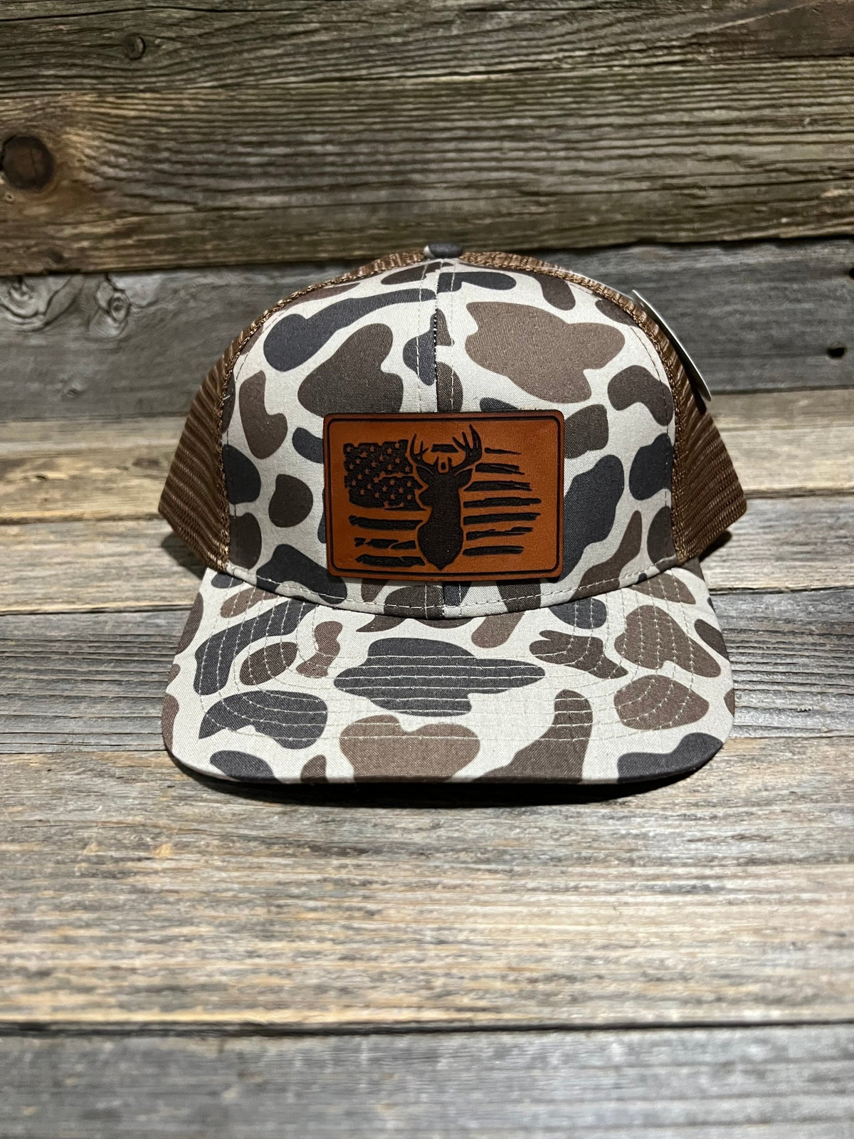 Deer American Flag Leather Patch Hat — Savannah Moss Co.