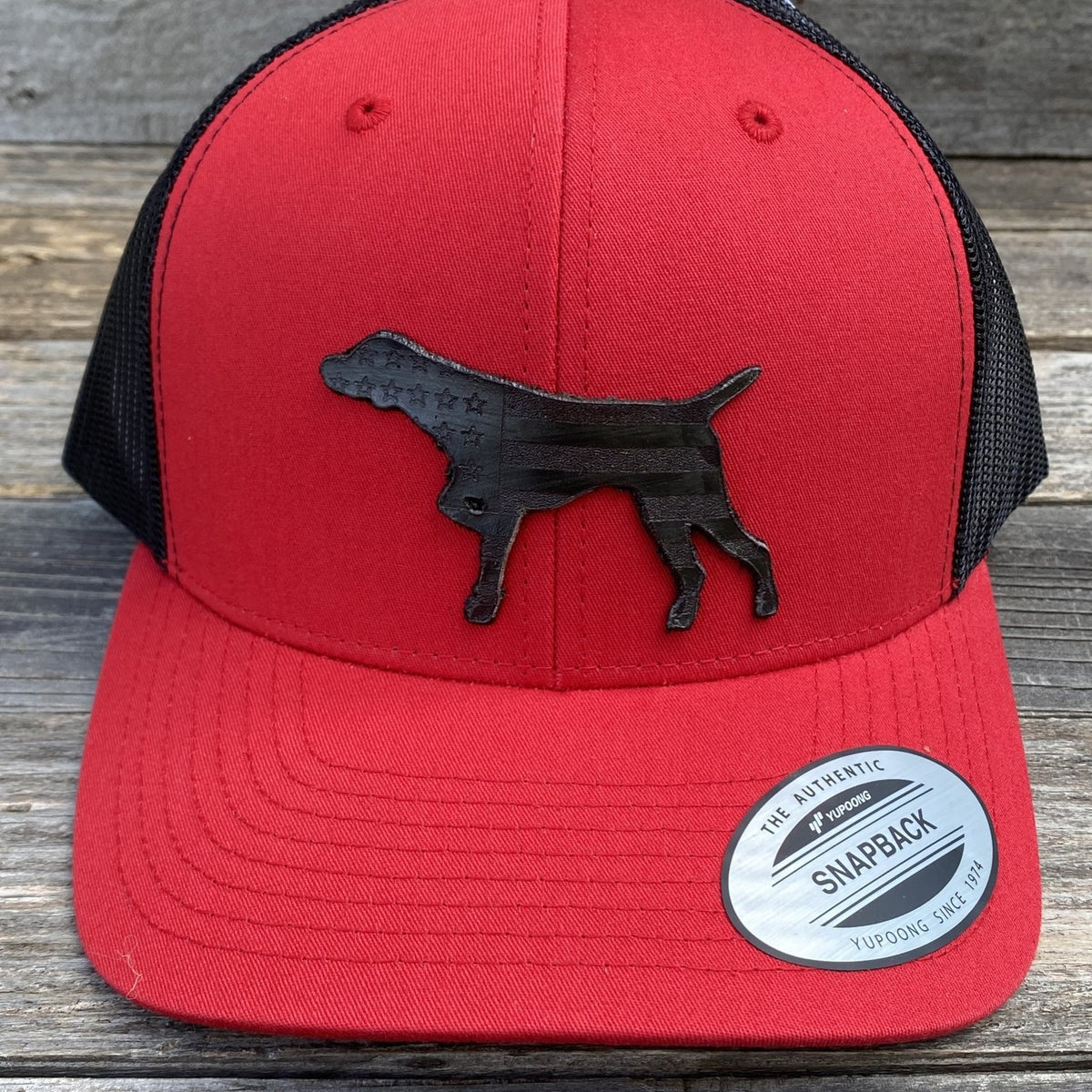 GSP Flag Red/Black Leather Patch Hat — Savannah Moss Co.