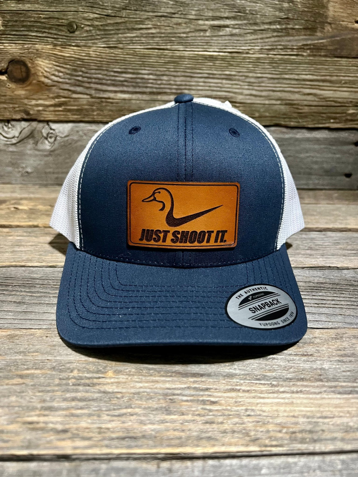 Just Shoot It Duck Hunting Leather Patch Hat — Savannah Moss Co.
