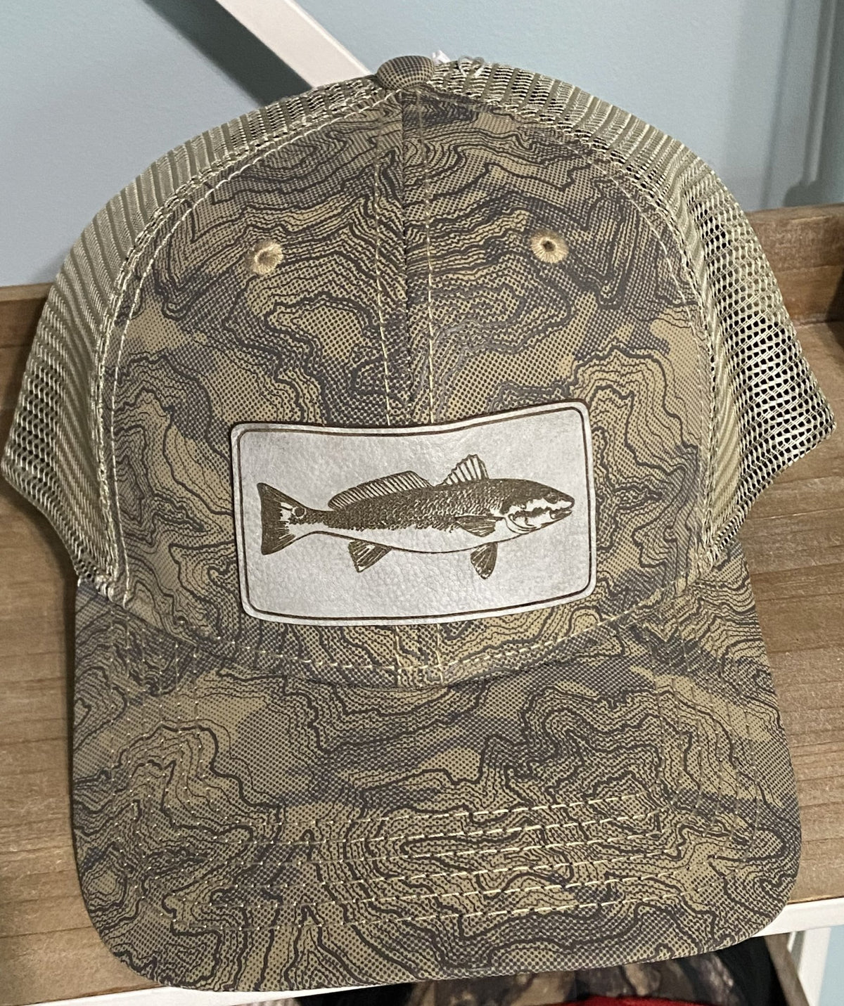 Redfish White Leather Patch Hat — Savannah Moss Co.