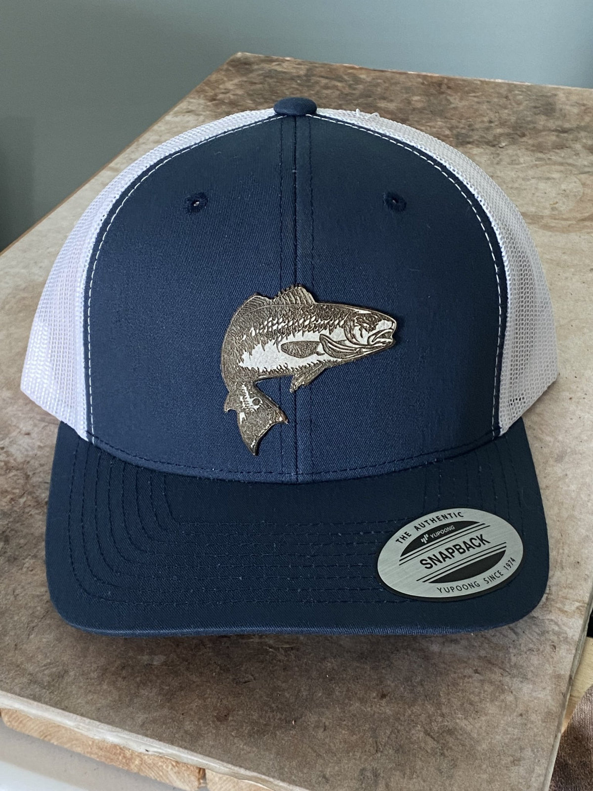 Redfish White Leather Patch Hat — Savannah Moss Co.