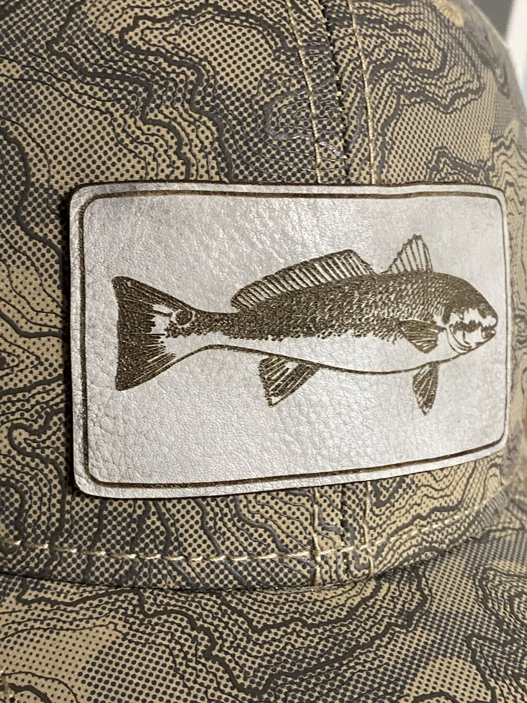 Redfish White Leather Patch Hat — Savannah Moss Co.