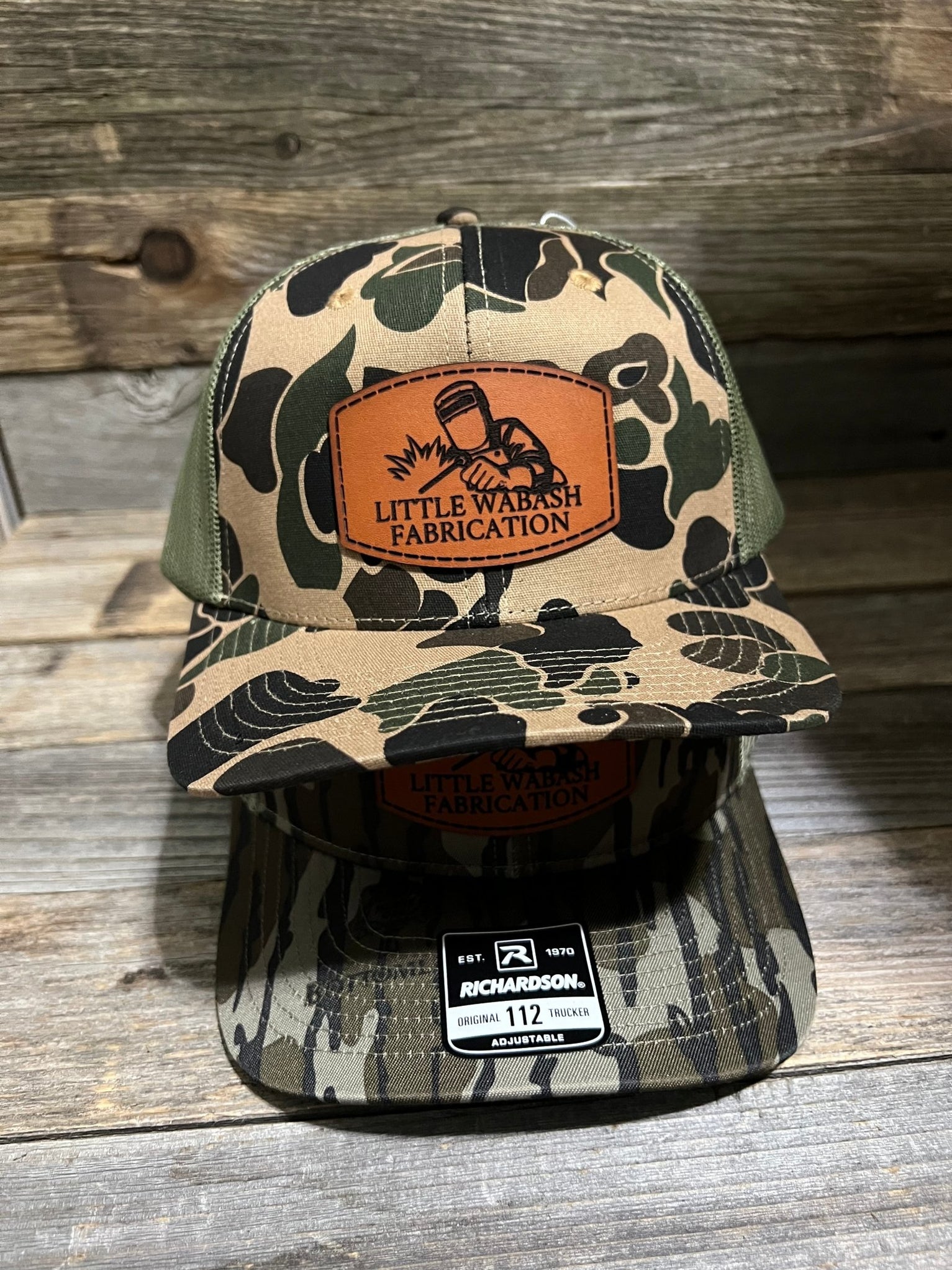 Retro Duck Camo/Light Green Leather Patch Trucker Hat — Savannah Moss Co.