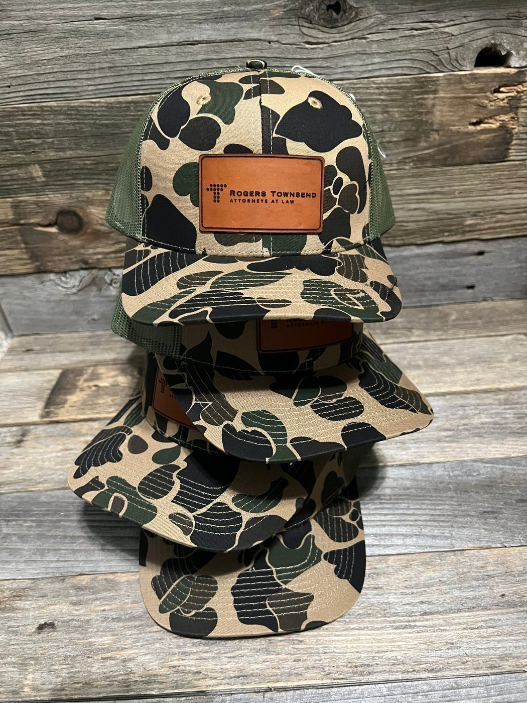 Retro Duck Camo/Light Green Leather Patch Trucker Hat — Savannah Moss Co.