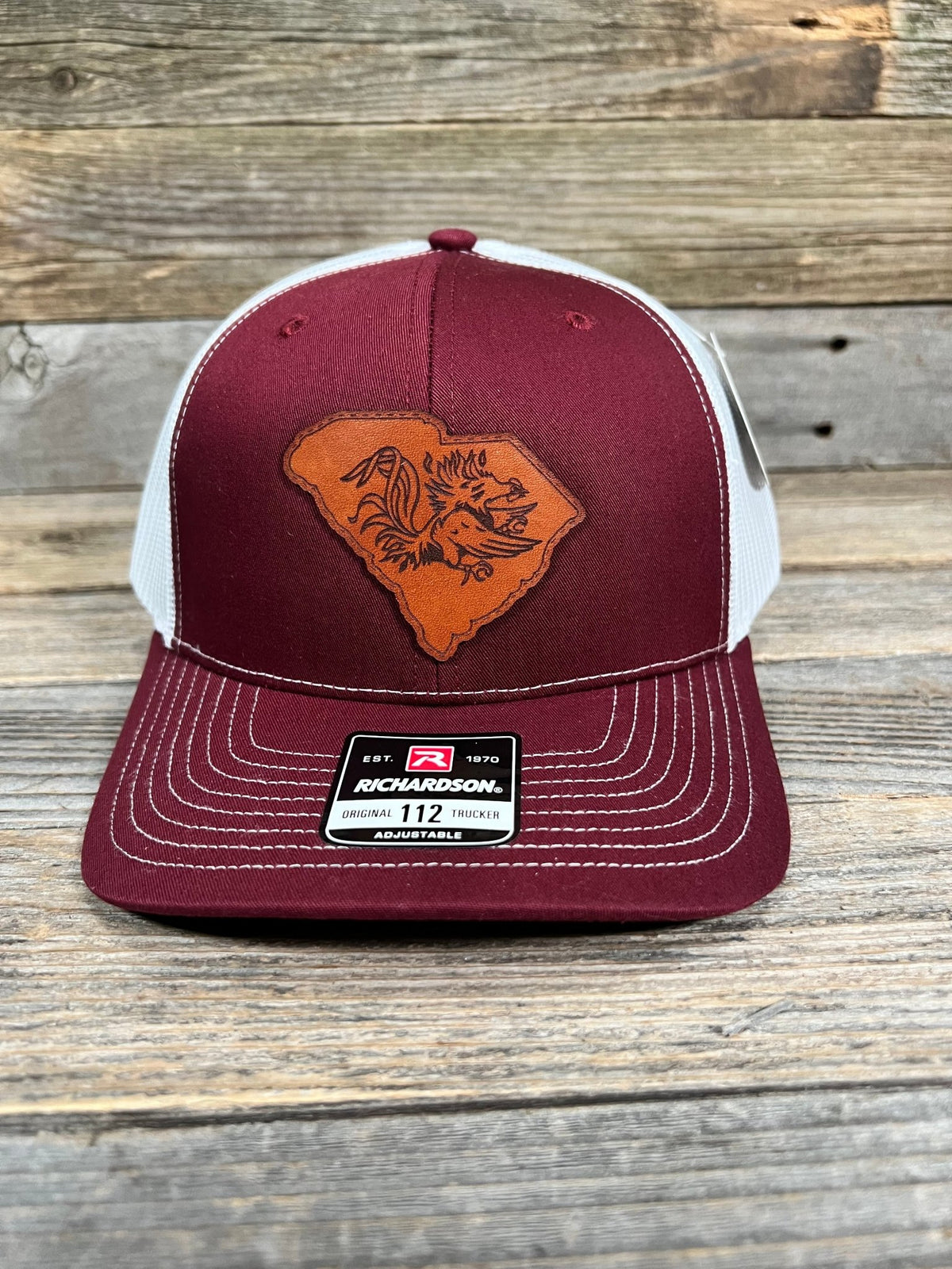 South Carolina Gamecocks State Leather Patch Trucker Hat — Savannah ...