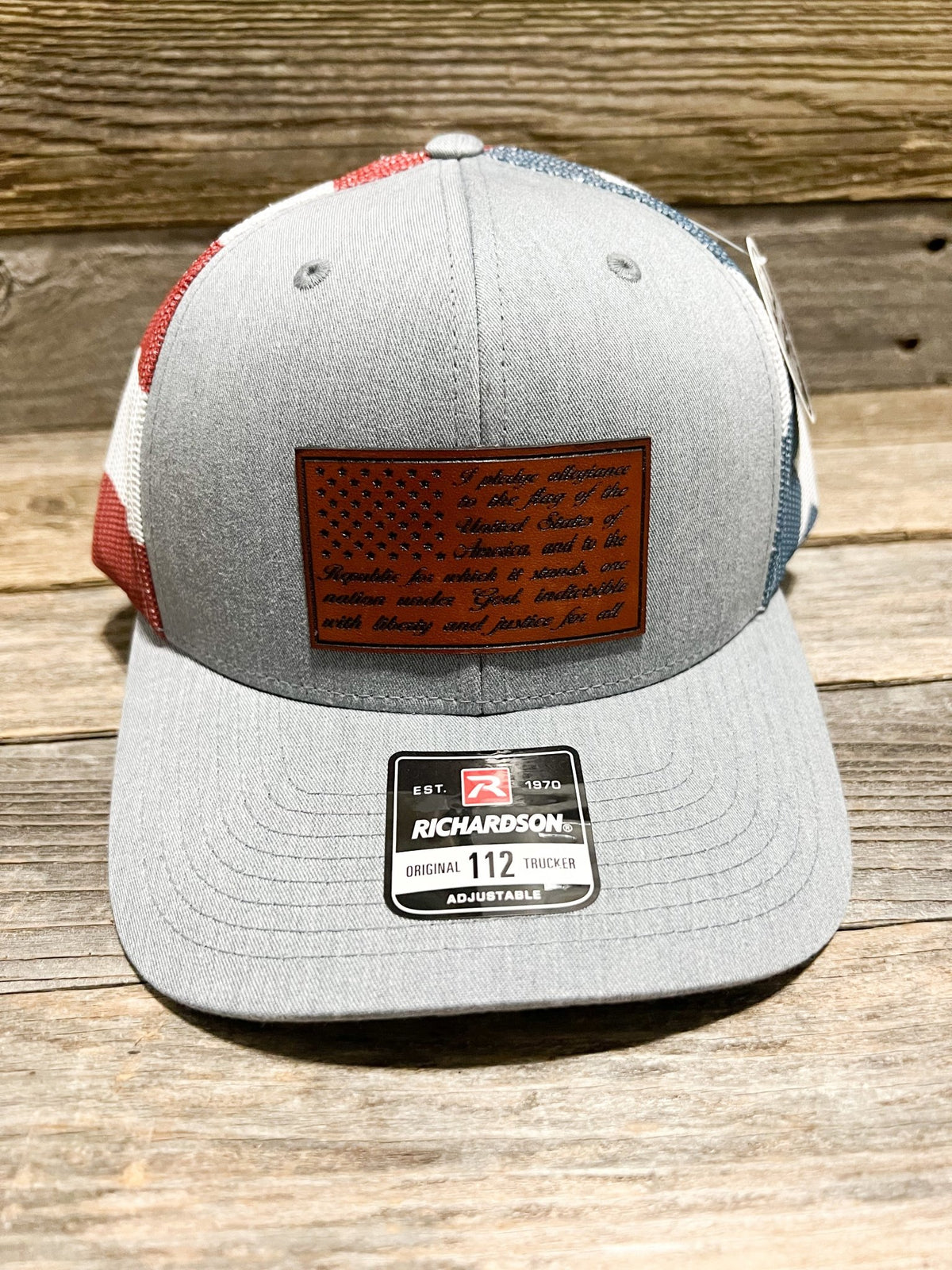 Stars and Stripes Pledge Allegiance Leather Patch Hat — Savannah Moss Co.