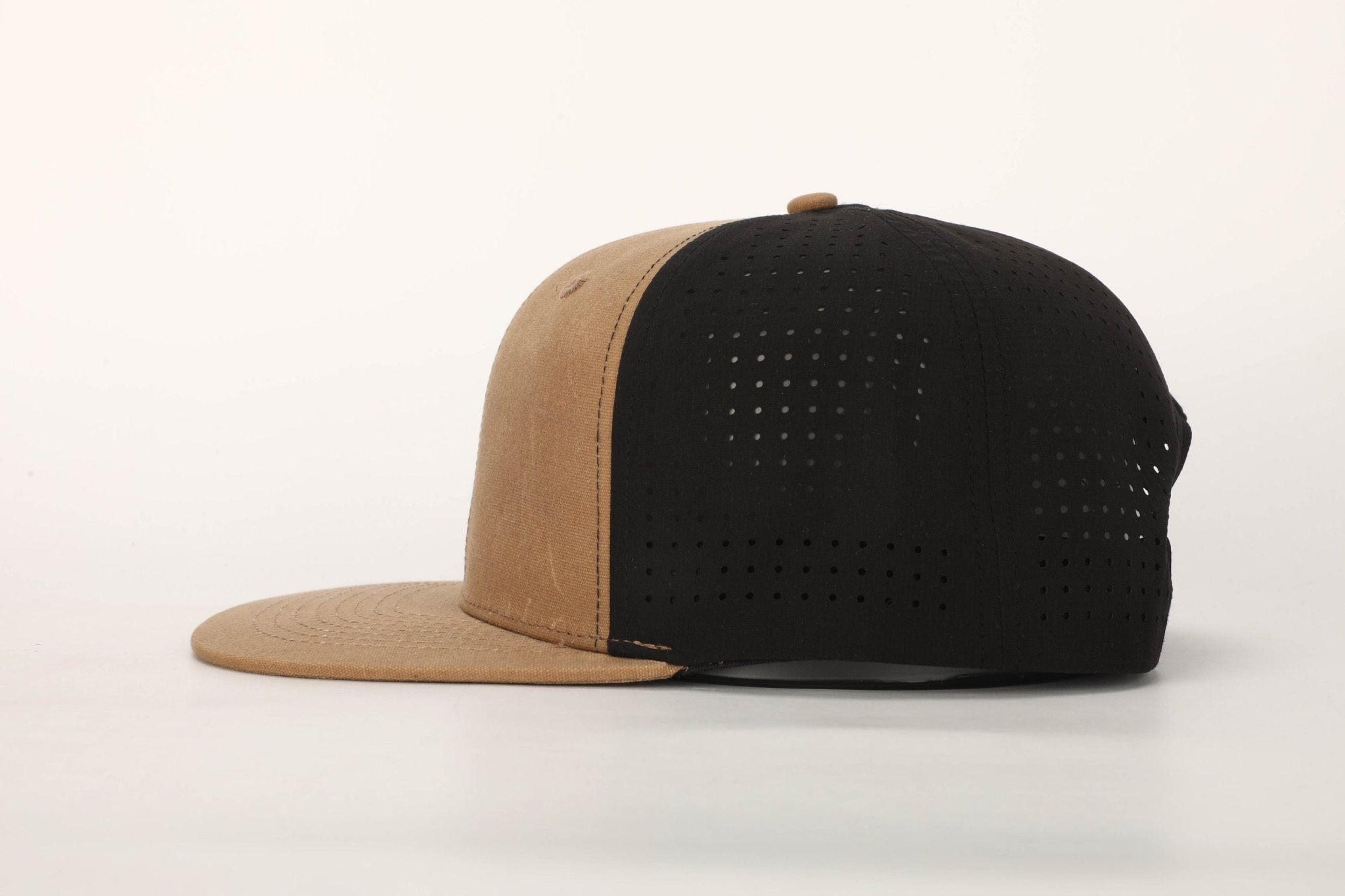 Waxed Tobacco/Black COOLFIT Leather Patch Snapback Hat — Savannah Moss Co.